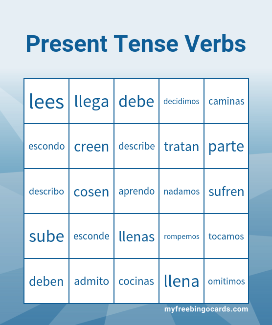 simple present - verbs Bingo Card🕟 Experimente a emoção de apostar com ...